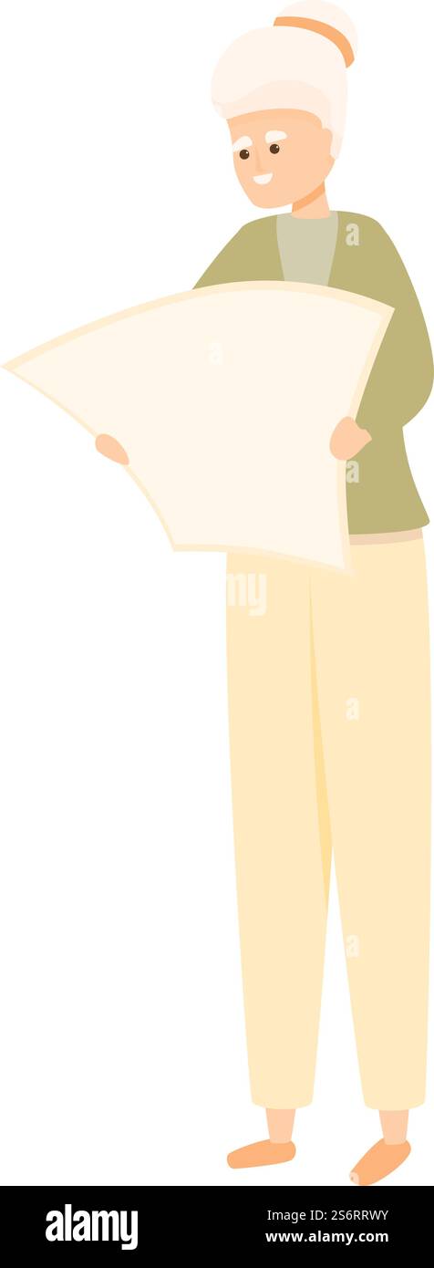 Grandma travel map icon cartoon vector. Senior woman. Happy person ...