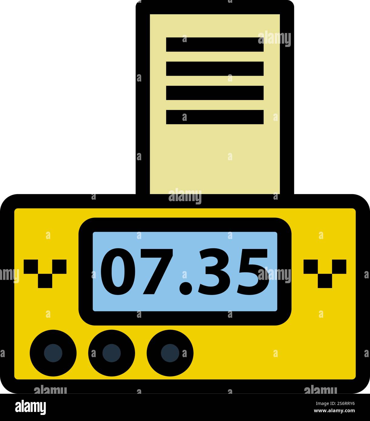 Taxi Meter With Receipt Icon. Editable Bold Outline With Color Fill ...