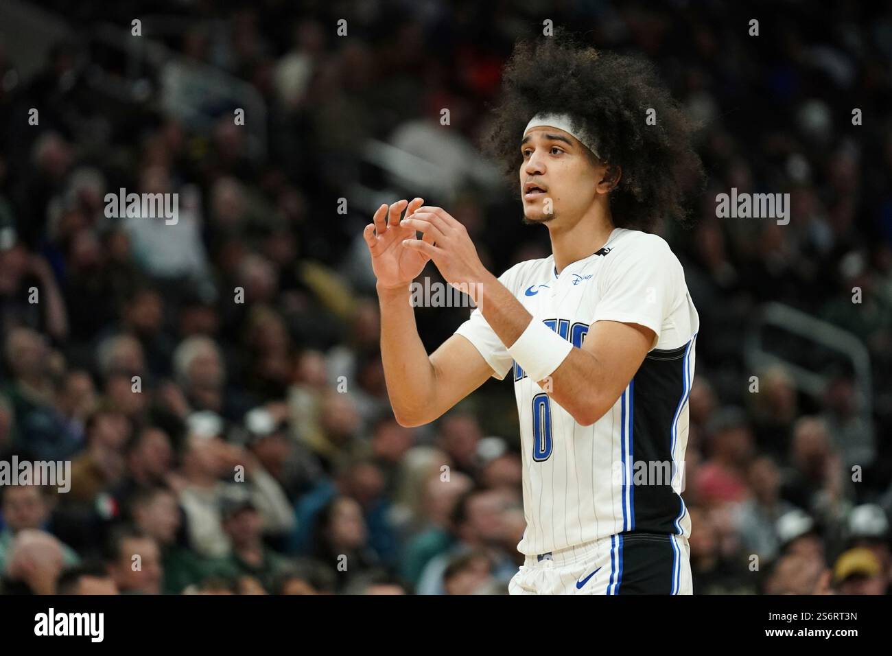 Orlando Magic's Anthony Black waits to receive a pass during the second ...