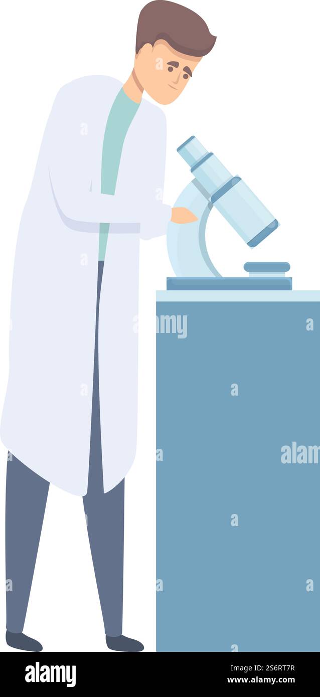 Doctor microscope icon cartoon vector. Lab research. Medical chemistry ...