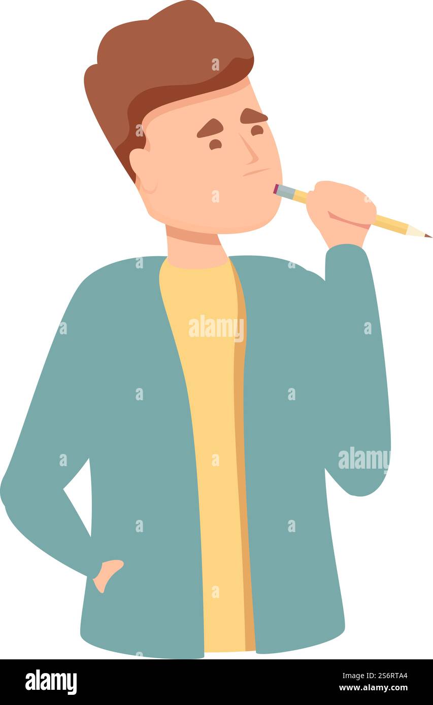 Schoolboy thinking icon cartoon vector. Memory care. Forget disease ...
