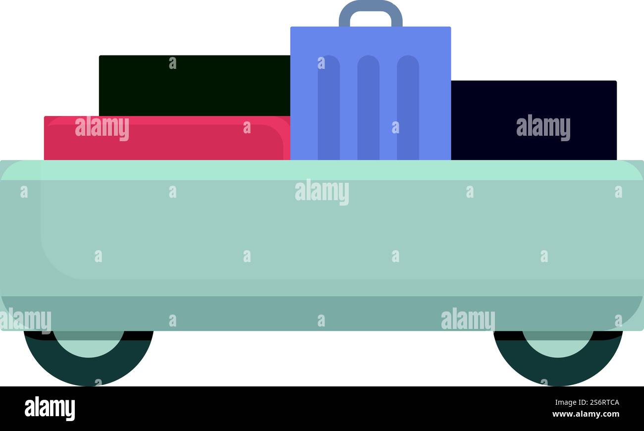 Tourist luggage trolley icon cartoon vector. Travel bag. Cart carry ...