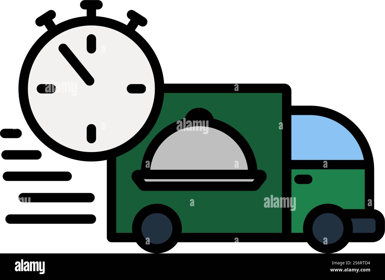 Fast Food Delivery Car Icon. Editable Bold Outline With Color Fill ...