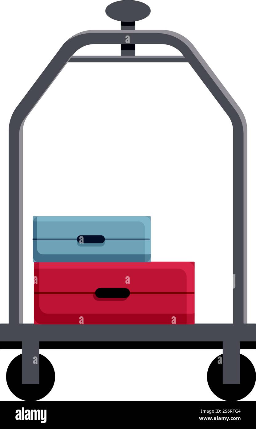 Luggage trolley icon cartoon vector. Travel airport. Bag hotel. Luggage ...