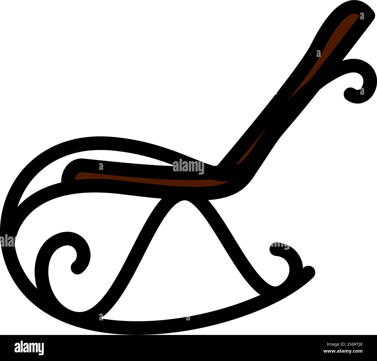 Rocking Chair Icon. Editable Bold Outline With Color Fill Design ...