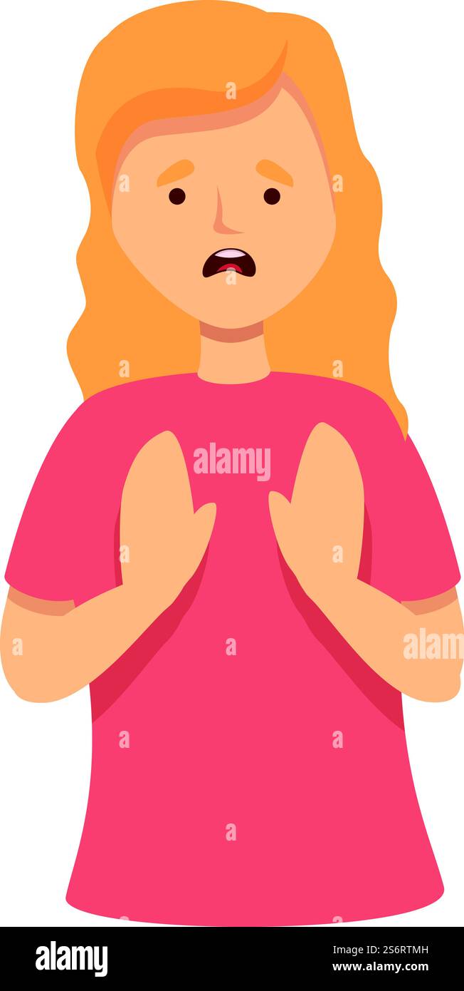 Woman phobia icon cartoon vector. Panic attack. Mental stress. Woman ...