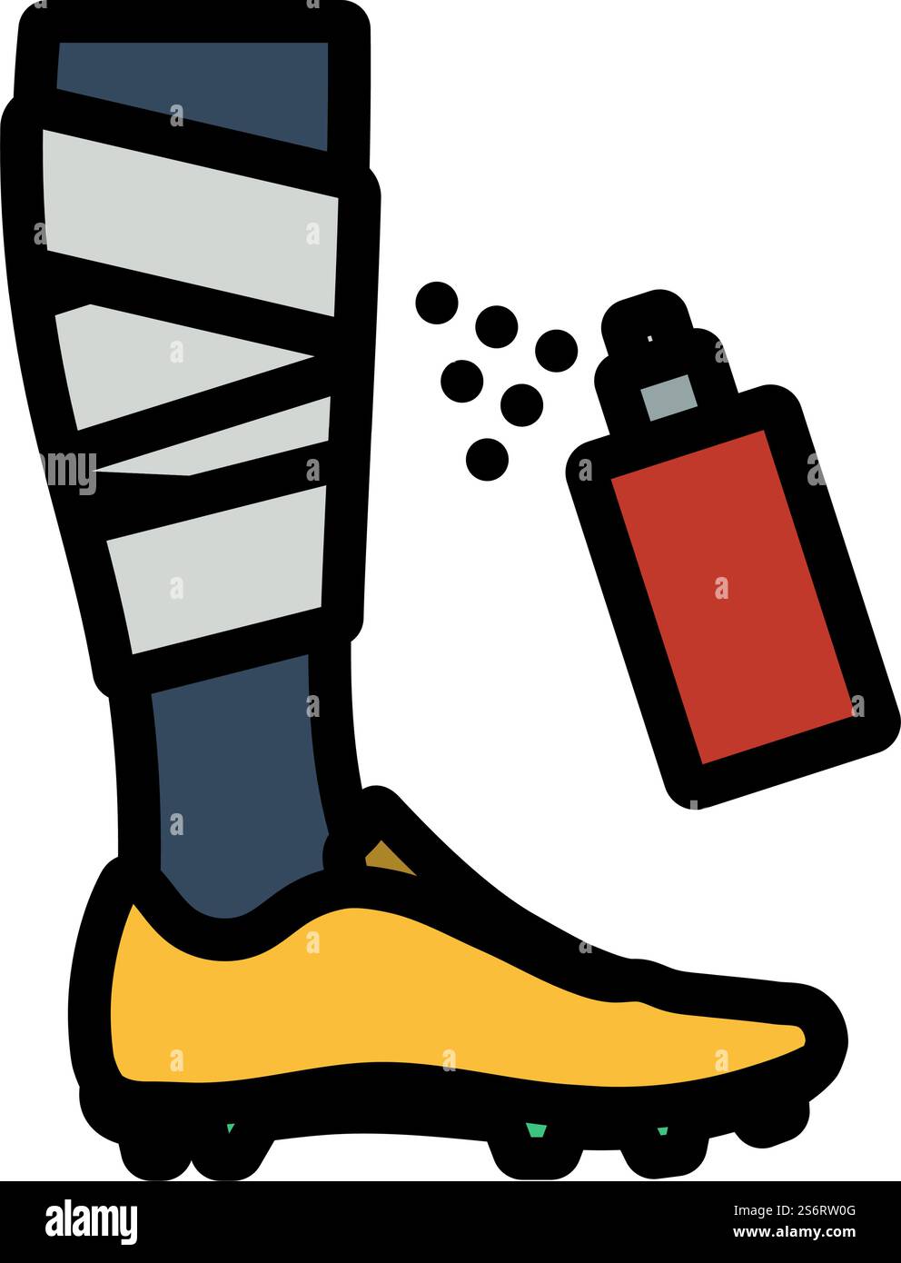 Icon Of Bandaged Leg With Aerosol Anesthetic. Editable Bold Outline ...