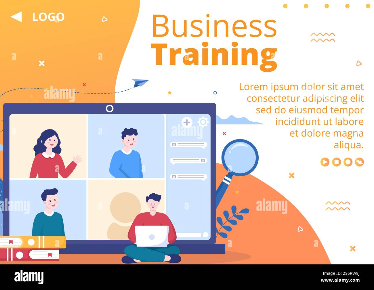 Business Online Training, Seminar or Courses Brochure Template Flat ...