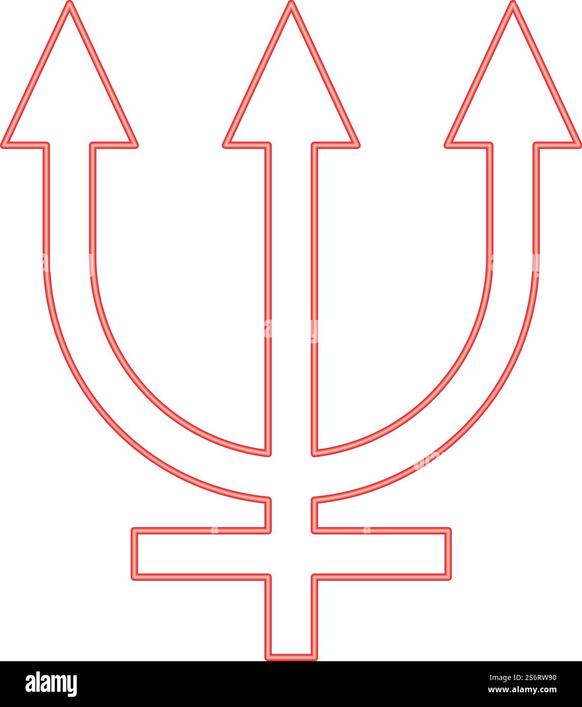 Neon neptune symbol red color vector illustration image flat style ...