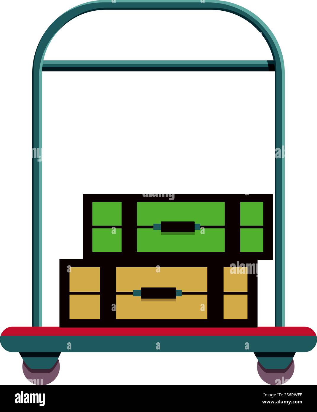 Carry luggage trolley icon cartoon vector. Travel airport. Hotel bag ...