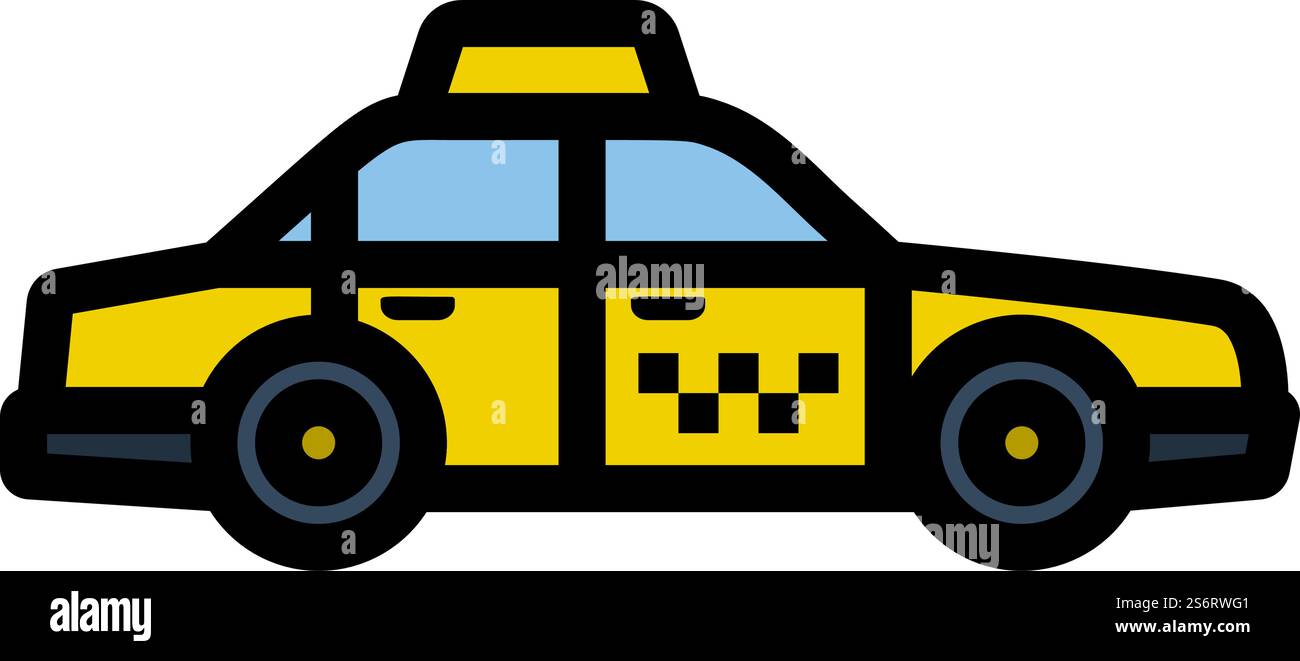 Taxi Car Icon. Editable Bold Outline With Color Fill Design. Vector ...