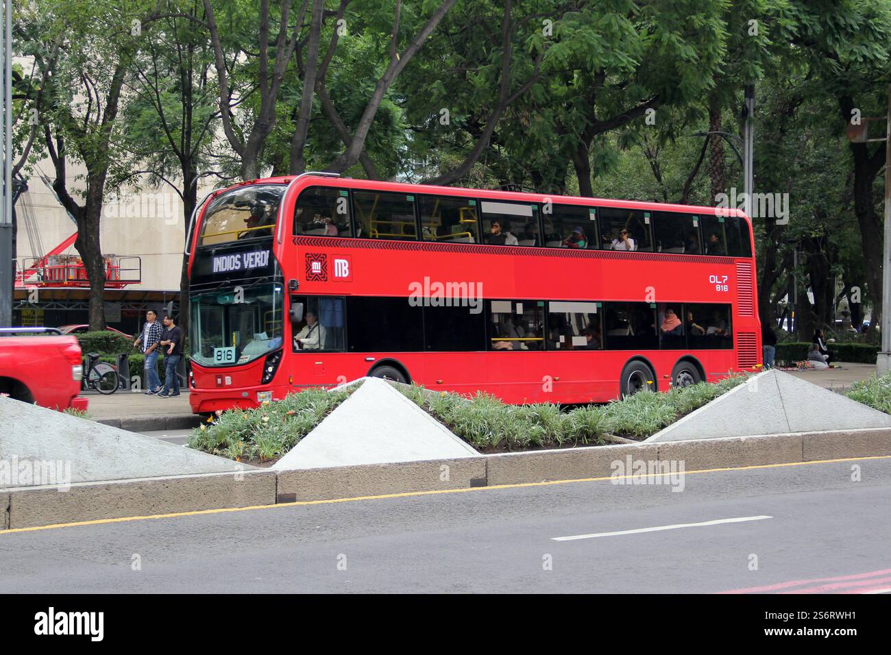 Mexico City, Mexico - Aug 23 2023: The Metrobus is a red double-decker ...