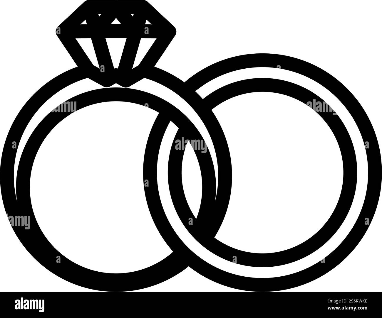 Wedding Rings Icon. Bold outline design with editable stroke width ...