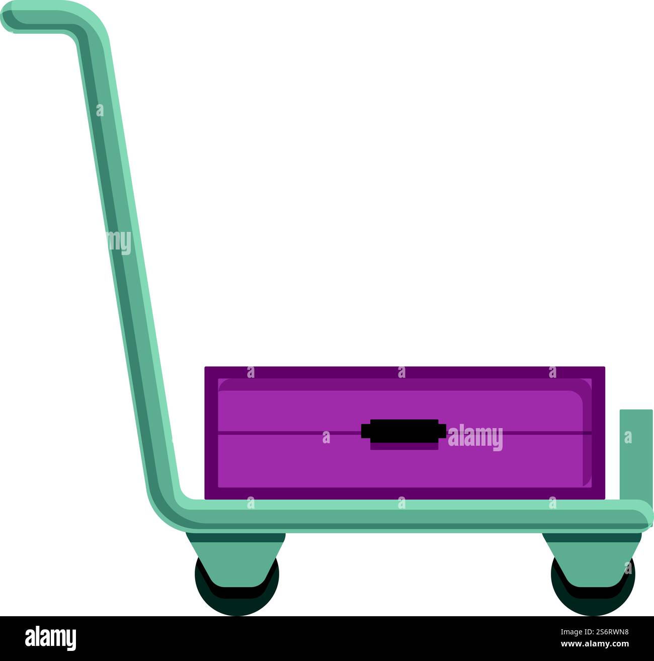 Push luggage trolley icon cartoon vector. Travel bag. Cart tourist ...