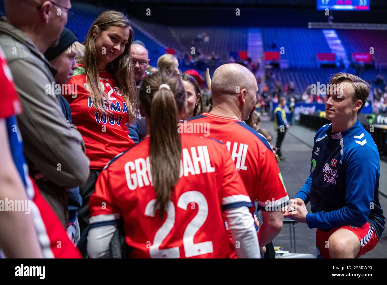 Tobias Schølberg Grøndal of, Norway. , . with family after the 2025 IHF ...