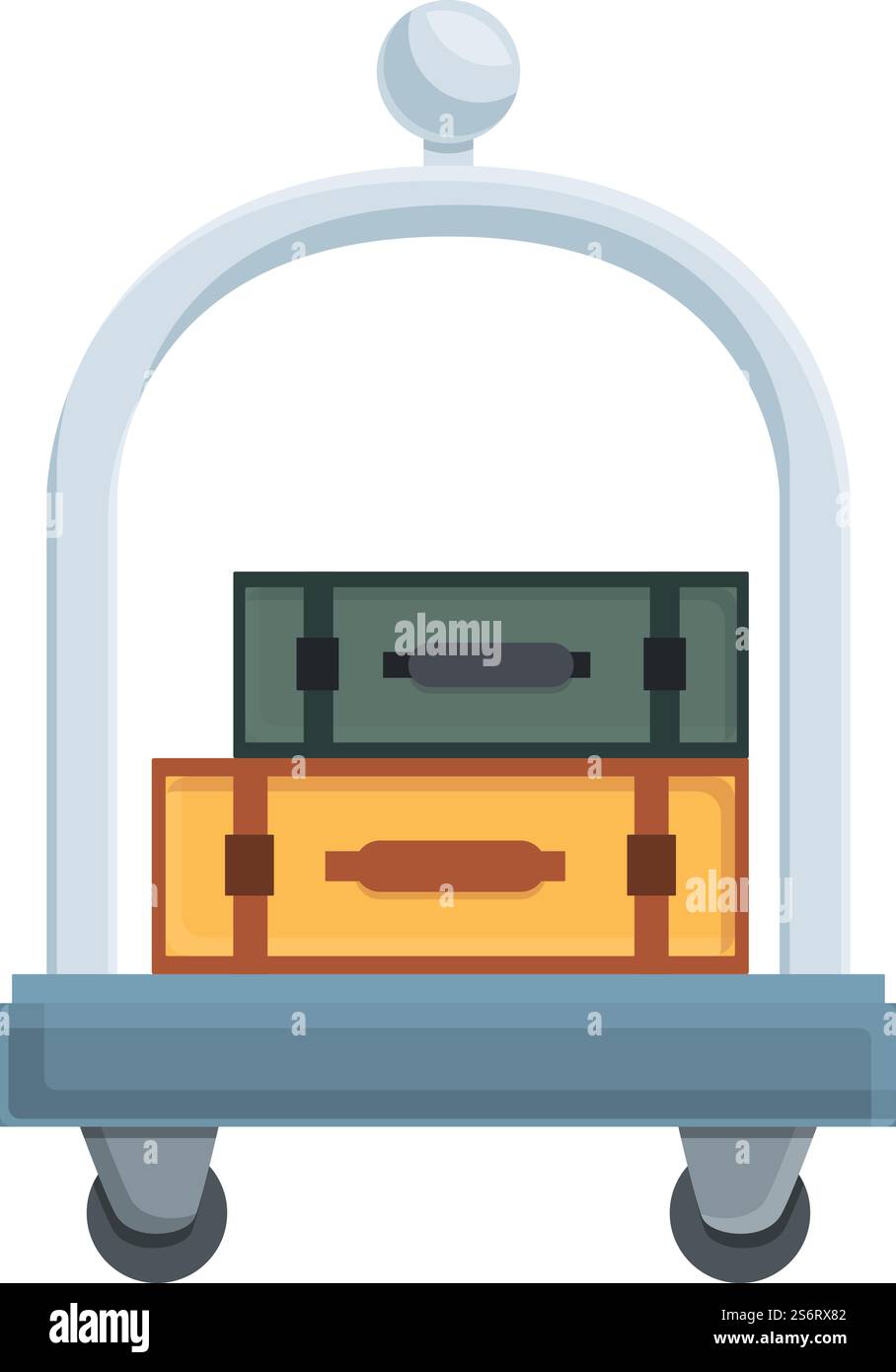 Conveyor luggage trolley icon cartoon vector. Travel suitcase. Bag ...