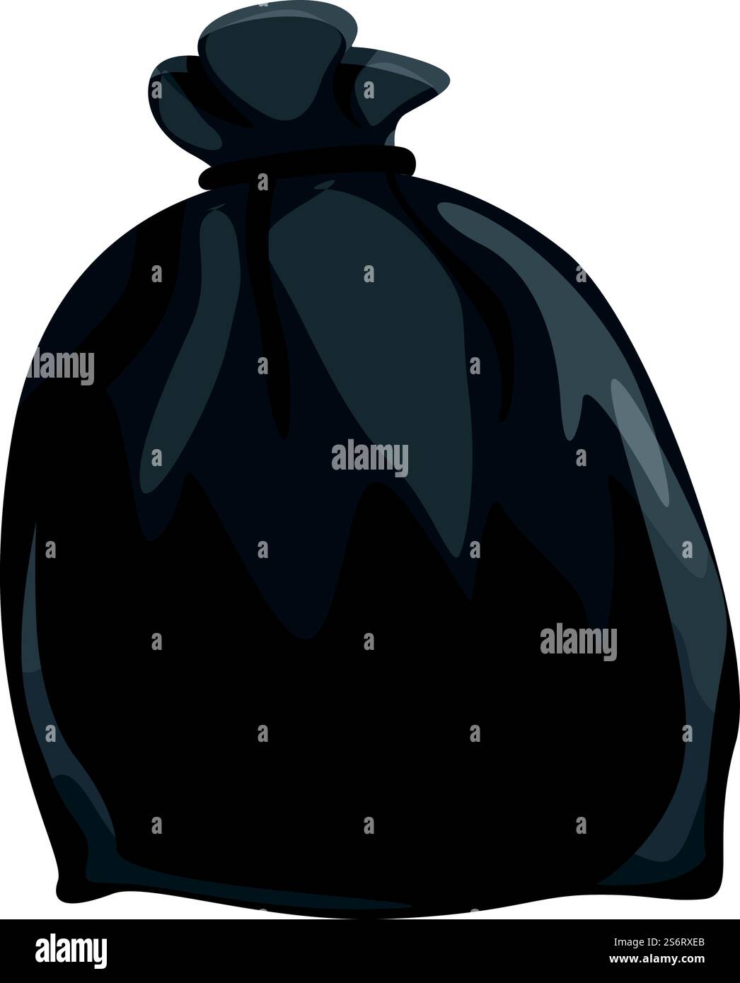 Black trash bag icon cartoon vector. Waste bin. Plastic sack. Black ...