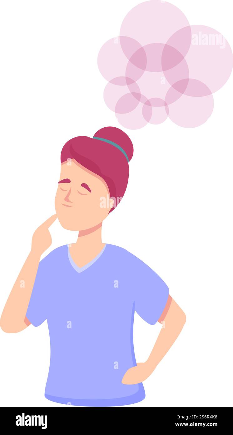 Thinking bubble icon cartoon vector. Woman memory. Alzheimer dementia ...