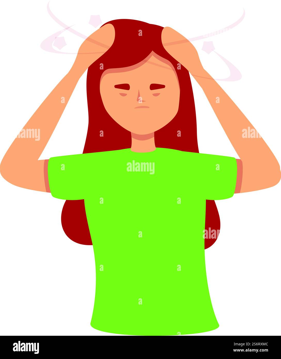 Girl dizziness icon cartoon vector. Brain pain. Dizzy sick. Girl ...