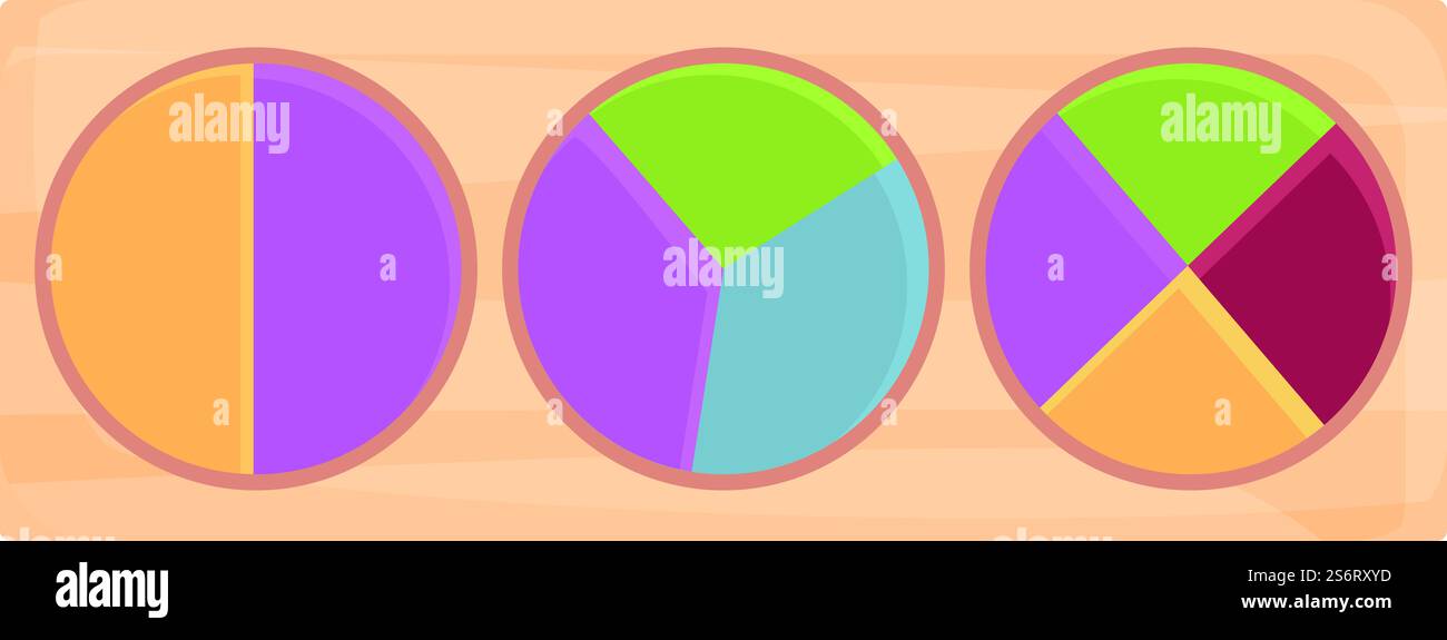 Montessori pie chart icon cartoon vector. Wood toy. Education school ...