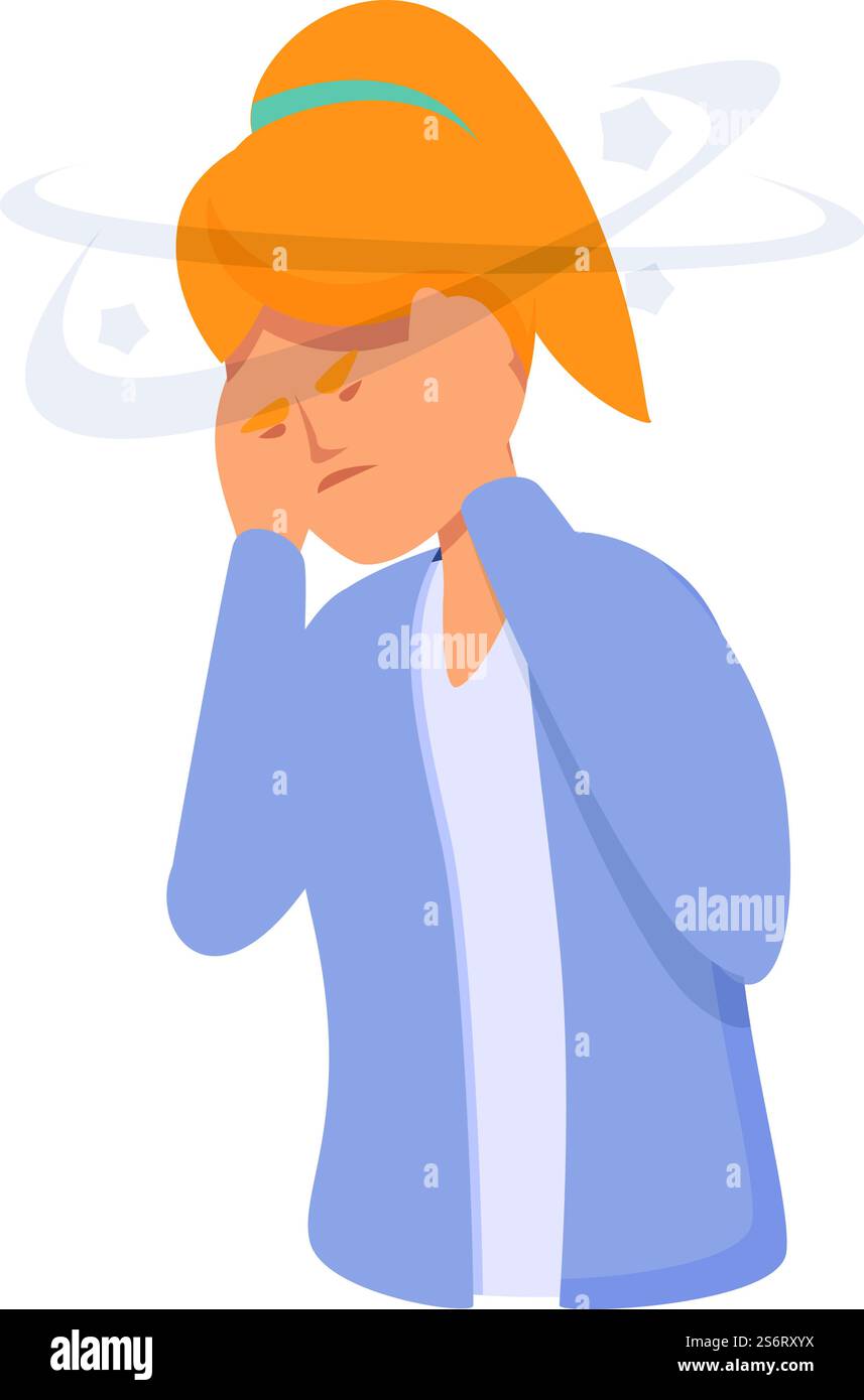 Neurology headache icon cartoon vector. Brain pain. Dizziness cold ...