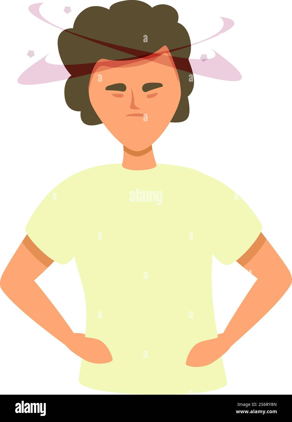 Brain sick icon cartoon vector. Dizziness pain. Cold headache. Brain ...