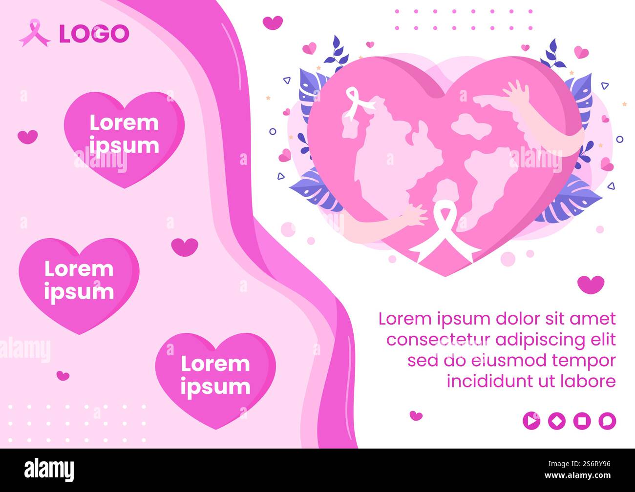 World Cancer Day Brochure Template Flat Design Health care Illustration ...