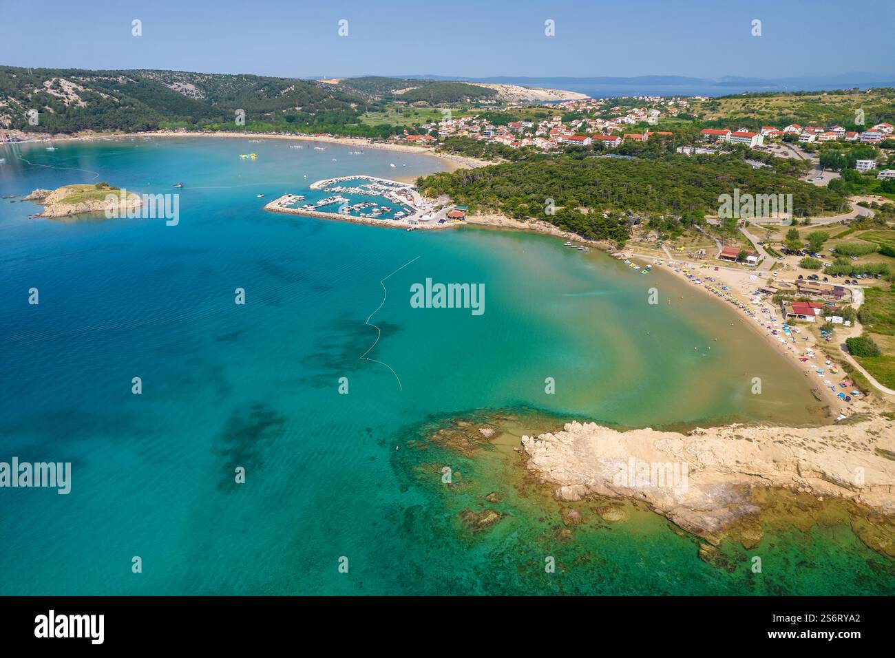 Aerial panorama of the stunning Rajska plaza beach on Rab Island ...