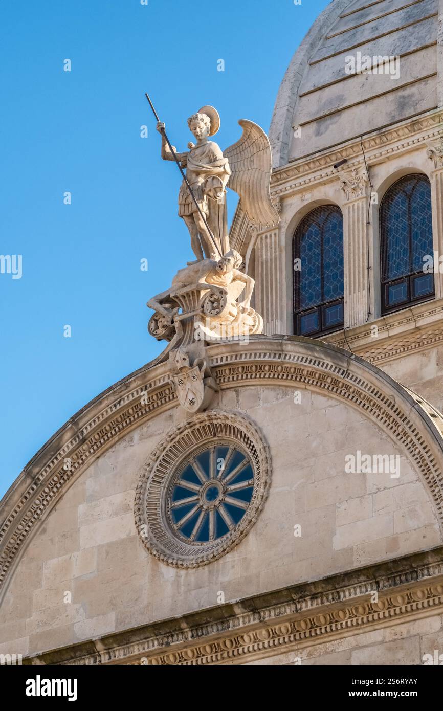 Statue of Archangel Michael, Saint James Cathedral s in Sibenik ...