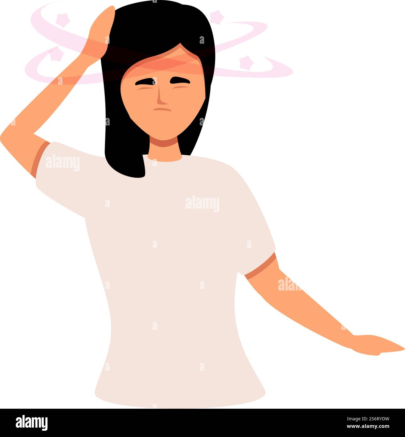Woman headache icon cartoon vector. Sick pain. Brain dizziness. Woman ...