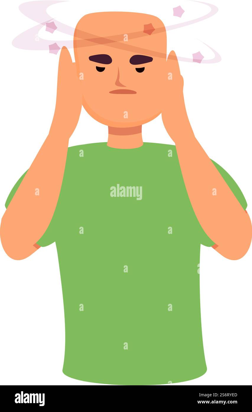 Patient headache icon cartoon vector. Brain sick. Pain dizziness ...