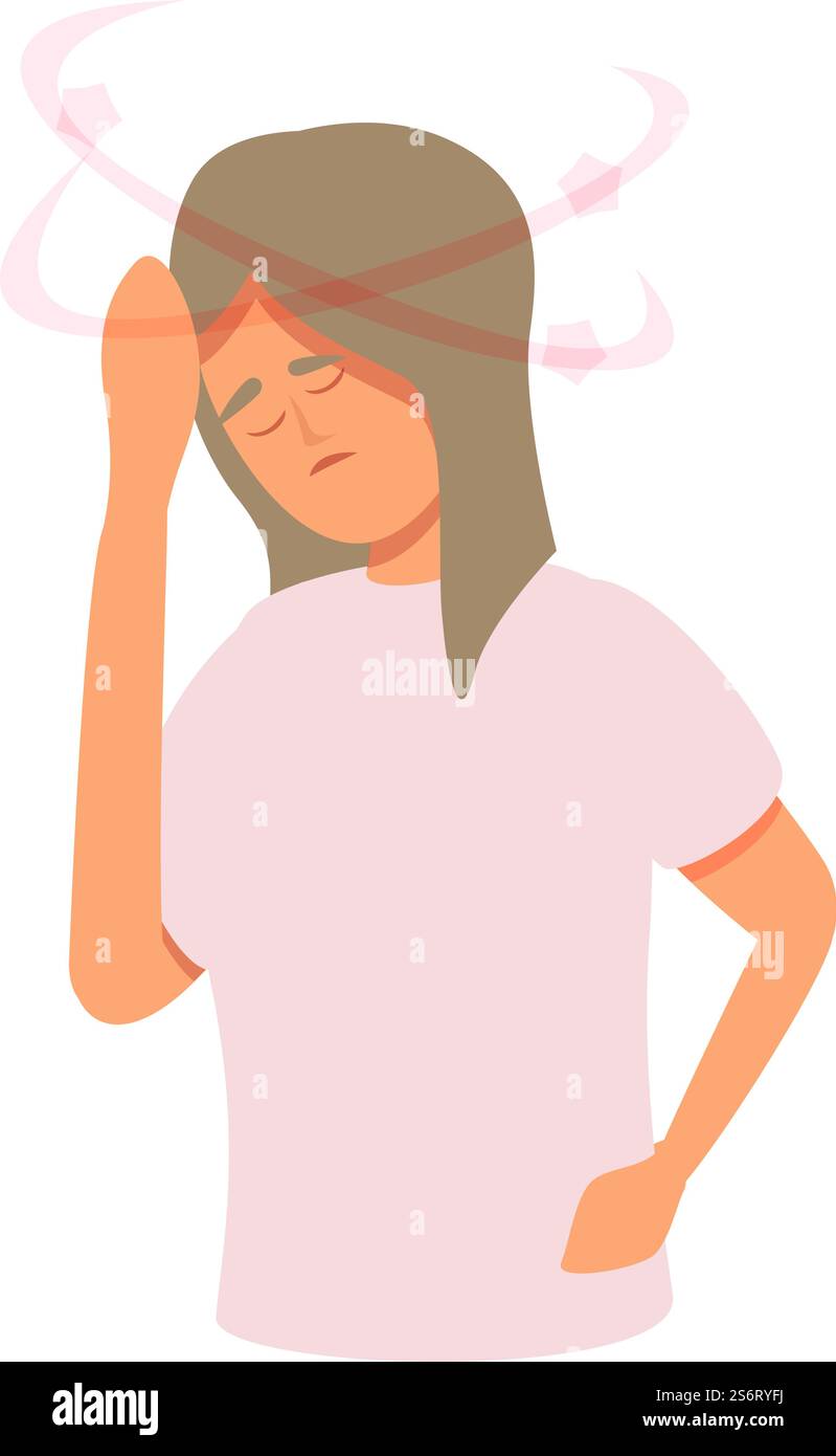 Girl mental pain icon cartoon vector. Dizzy headache. Sick brain. Girl ...