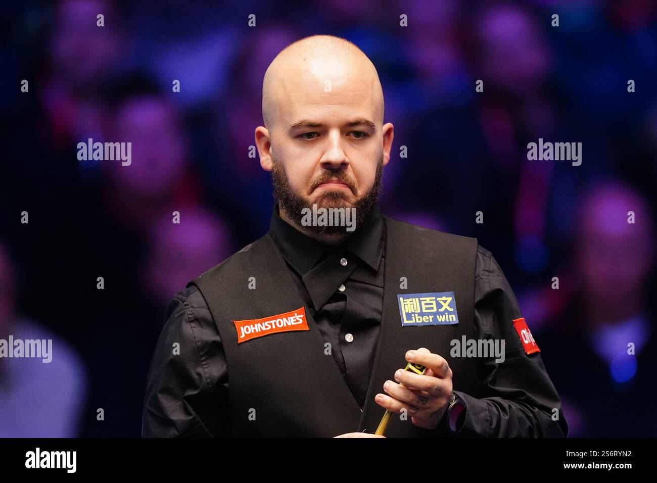 Luca Brecel during his match against Kyren Wilson (not pictured) on day ...