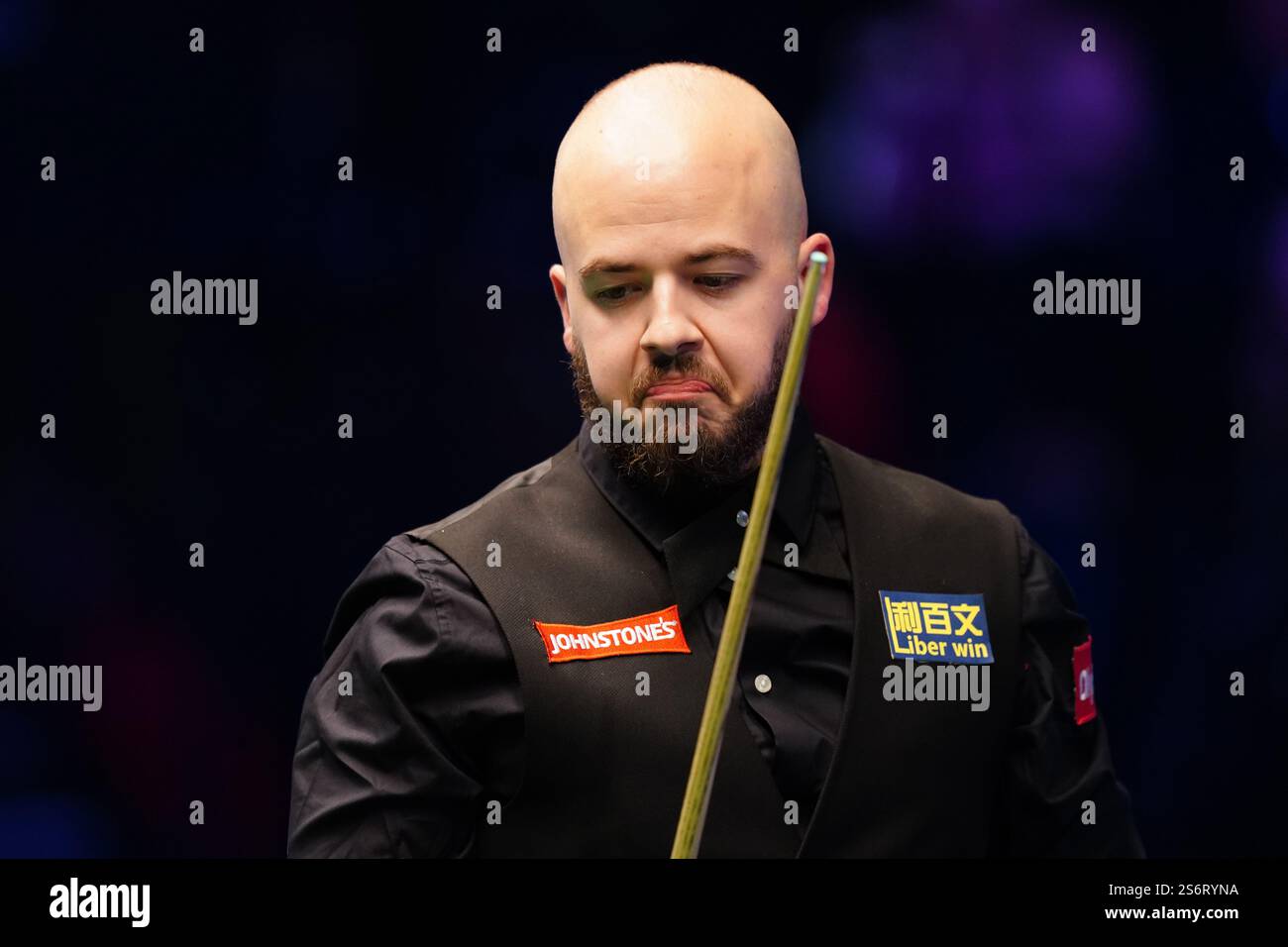 Luca Brecel during his match against Kyren Wilson (not pictured) on day ...