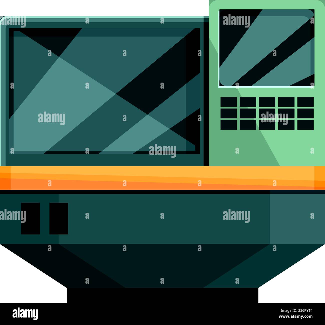 Cnc monitor machine icon cartoon vector. Factory equipment. Steel work ...