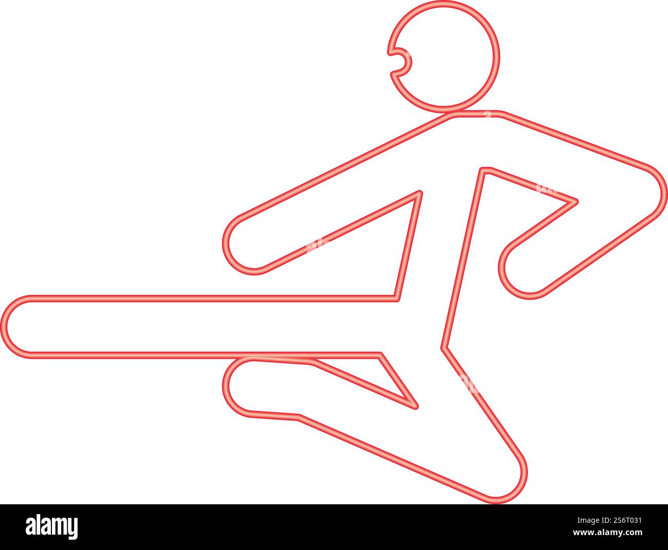 Neon ninja with kick stick red color vector illustration image flat ...