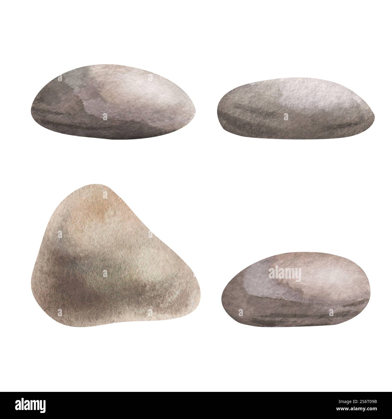 Underwater sea stones watercolor isolated illustration set in cartoon ...