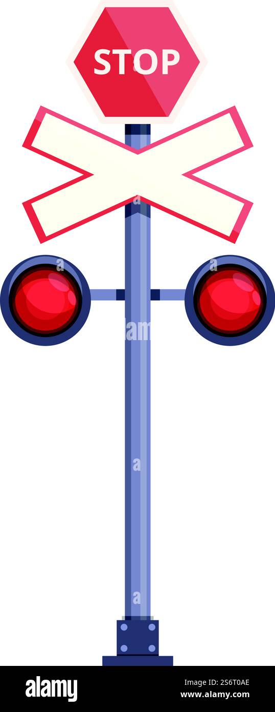Railway stop level icon cartoon vector. Railroad traffic. Barrier ...
