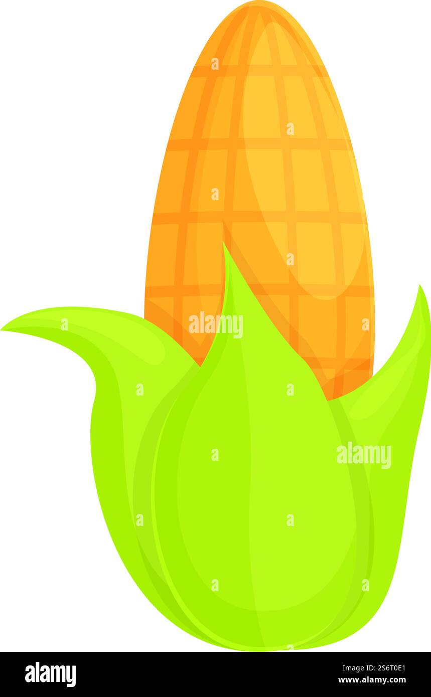 Farm corn icon cartoon vector. Corncob maize. Green cob. Farm corn icon ...