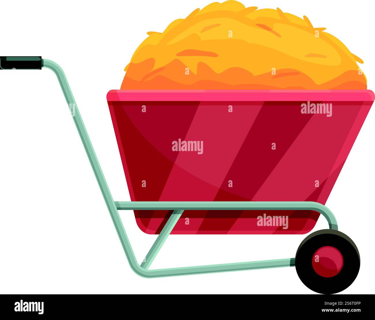 Wheelbarrow hay bale icon cartoon vector. Farm straw. Wheat stack ...