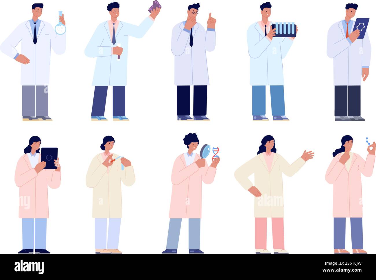 Research characters. Lab scientist, science doctors team. Medical ...