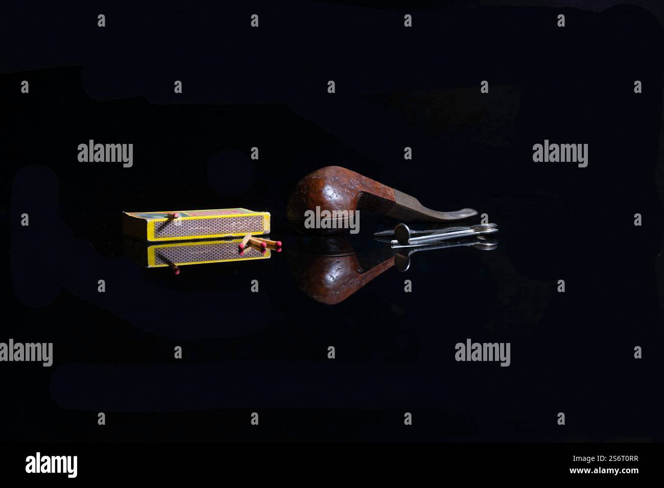 Old Style Briar Smoking Pipe Matches, Matchbox, and Pipe Tool Stock ...