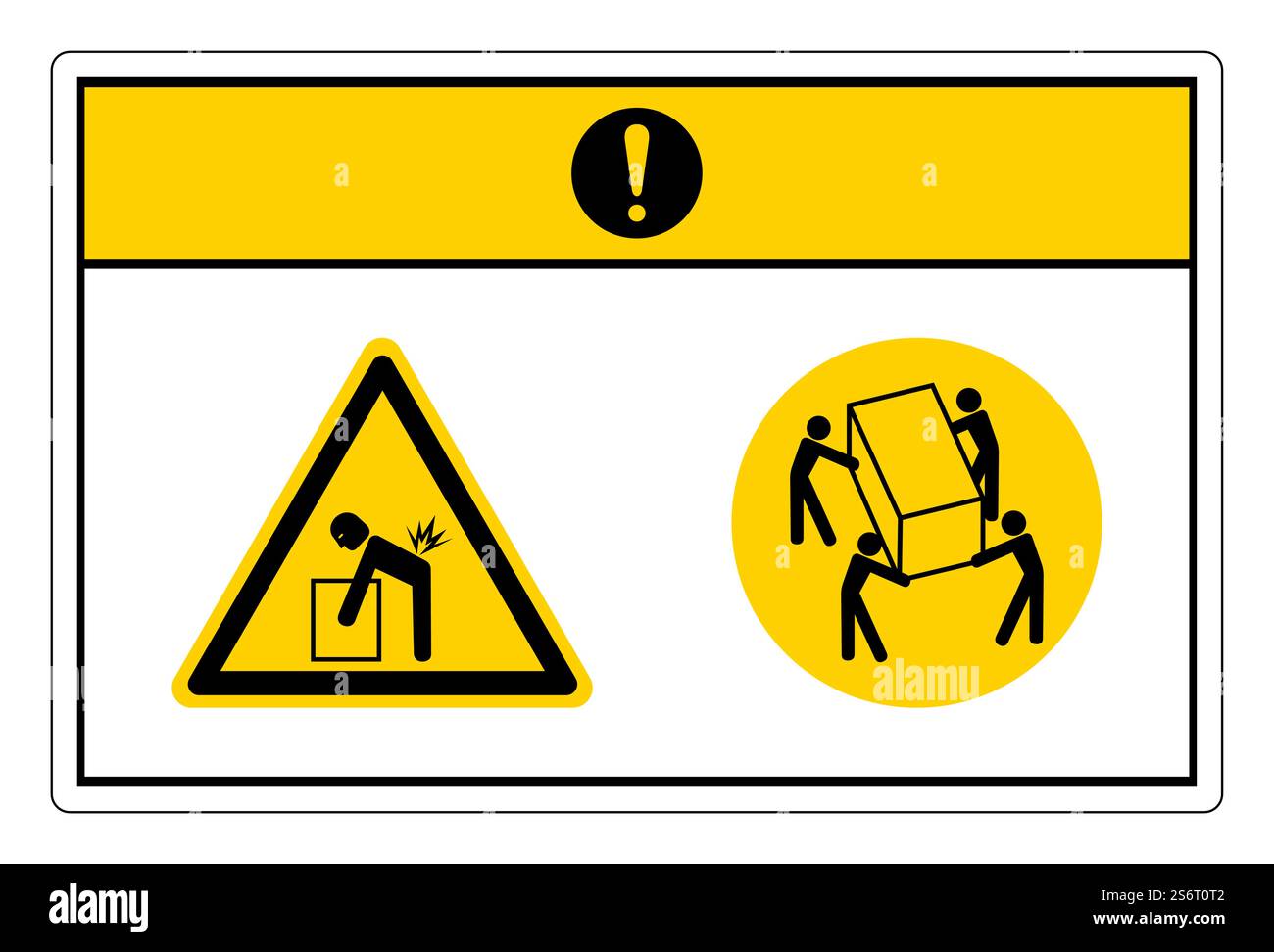 Caution Lift Hazard Use Four Person Lift Symbol Sign On White ...