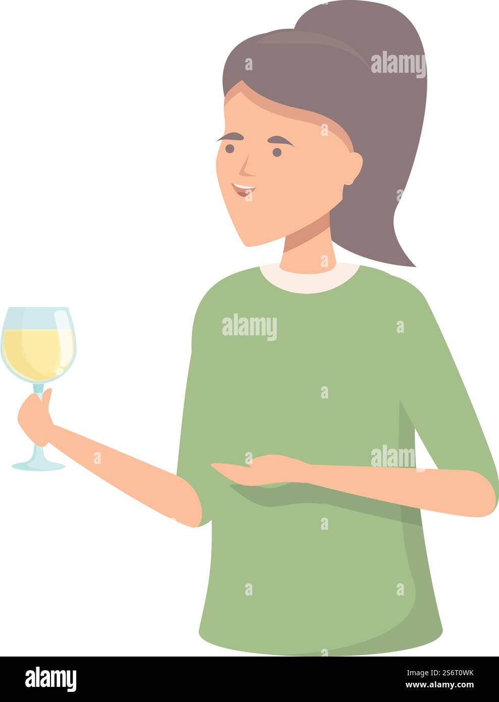 Young sommelier icon cartoon vector. Wine cocktail. Woman drink. Young ...