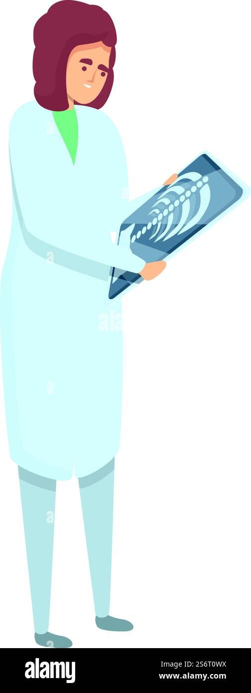 Woman xray doctor icon cartoon vector. Chest radiology. Scan machine ...