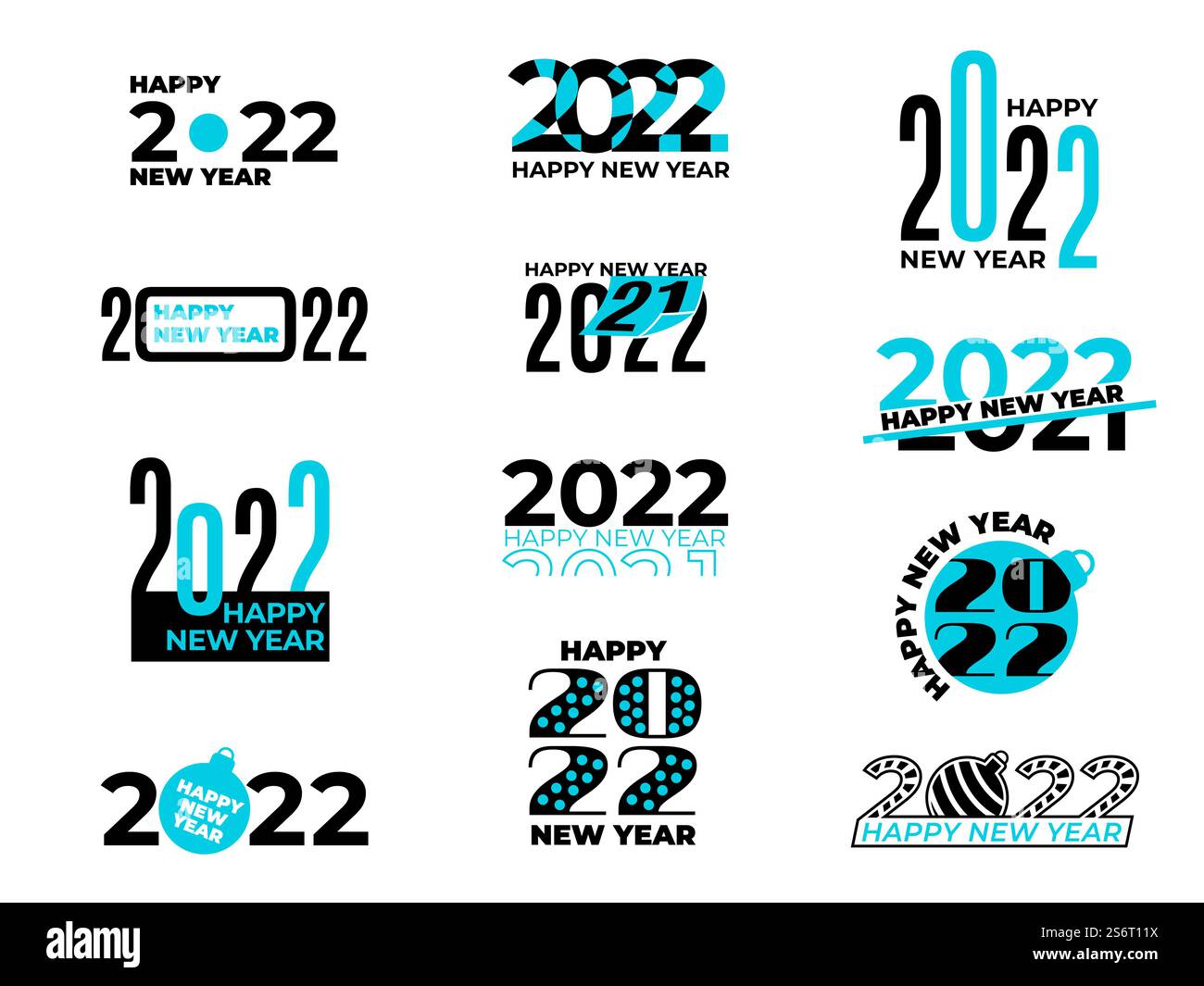 Collection 2022 signs. New year 22 logo, art calendar typography ...