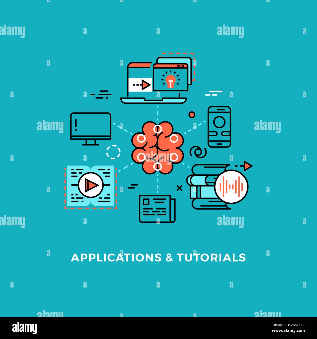 Creativity development. Online tutorial webinar, web library concept. New thinking, distance ...