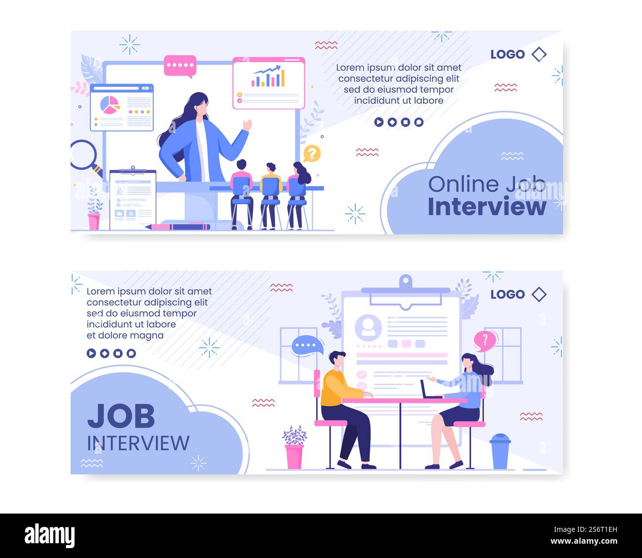 Job Interview Meeting and Candidate of Employment or Hiring Banner ...