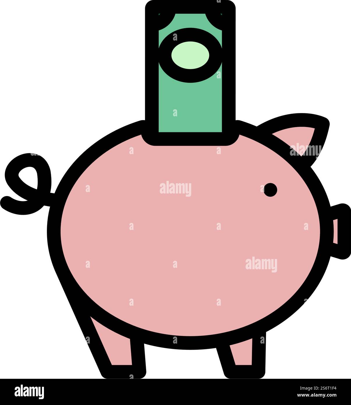 Piggy Bank Icon. Editable Bold Outline With Color Fill Design. Vector ...