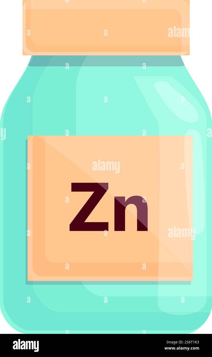 Zn capsule jar icon cartoon vector. Mineral food. Element iron. Zn ...